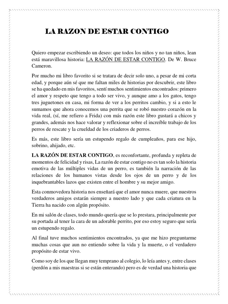 La razón de estar contigo: un análisis emocional | PDF | Amor