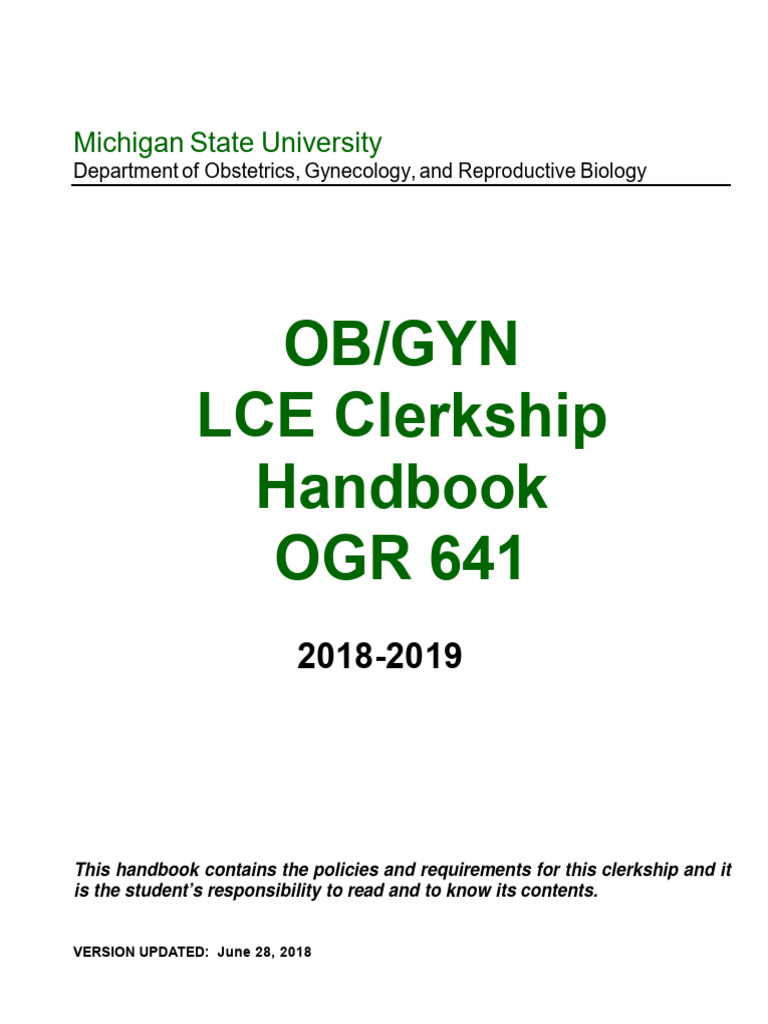 LCE Handbook 2018-19 | PDF | Medical Record | Obstetrics And Gynaecology