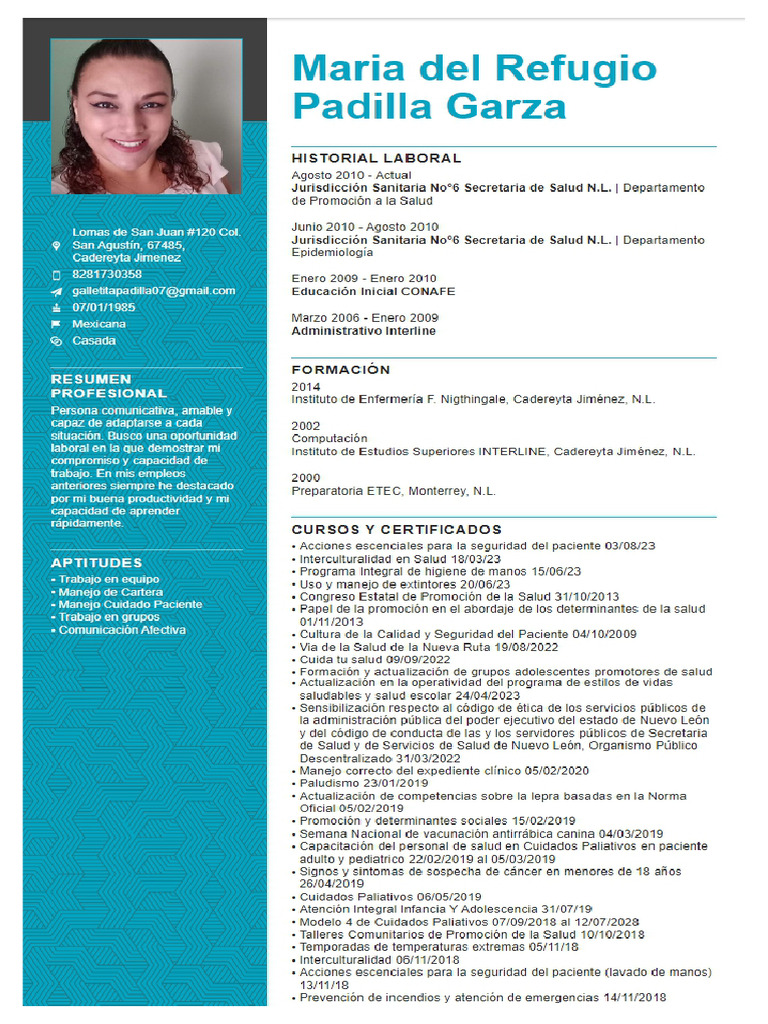 Maria Del Refugio CV | PDF