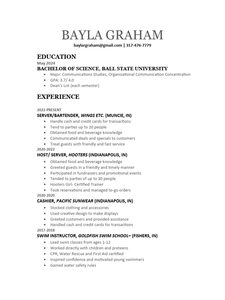 Bayla Graham New Resume | PDF