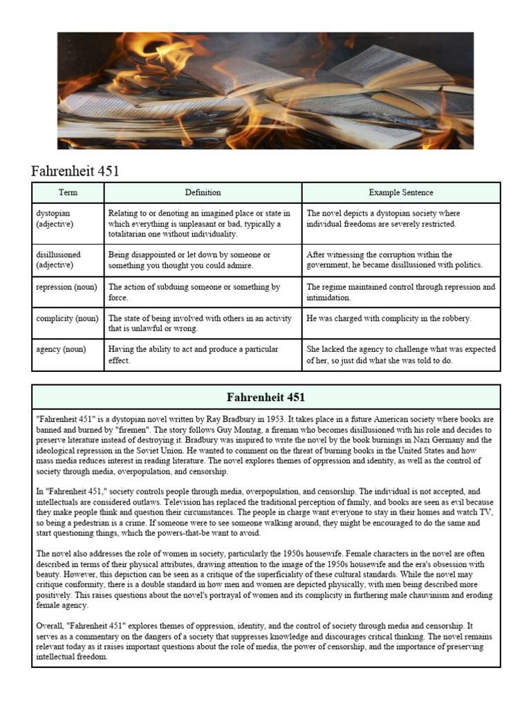 Fahrenheit 451 by Diffit (Printable) | PDF | Social Science
