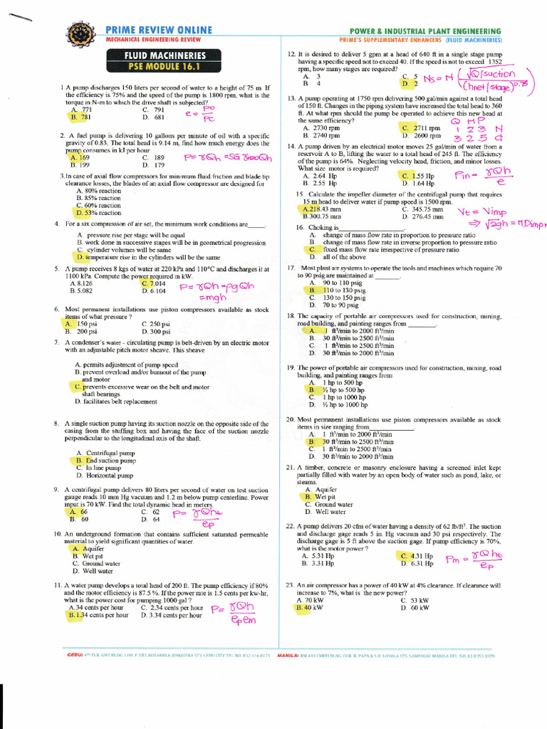 Solved Fluid Machineries | PDF