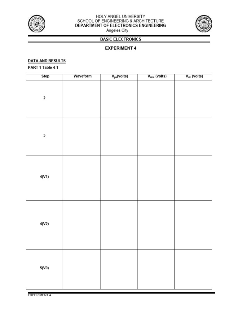 Experiment 4 Report Template | PDF | Rectifier | Electrical Components
