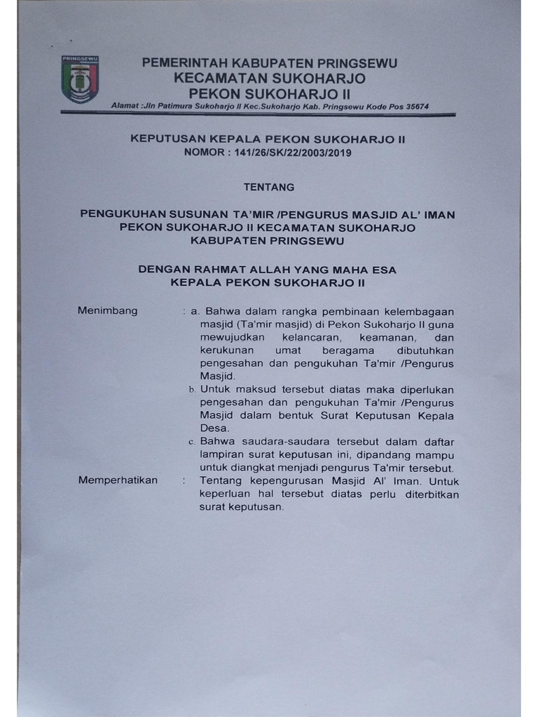 SK Ta'Mir Masjid | PDF