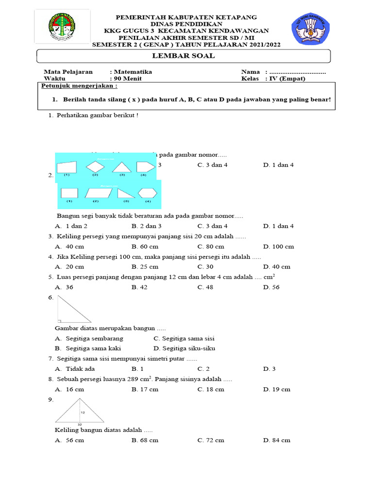 SOAL PAS MATEMATIKA KELAS 4 Revisi | PDF