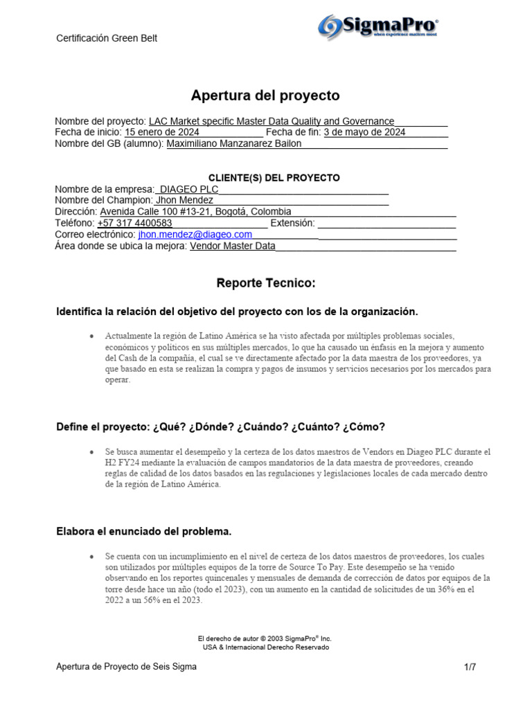 Evidencia2 Formato PCH | PDF | Six Sigma | Economias