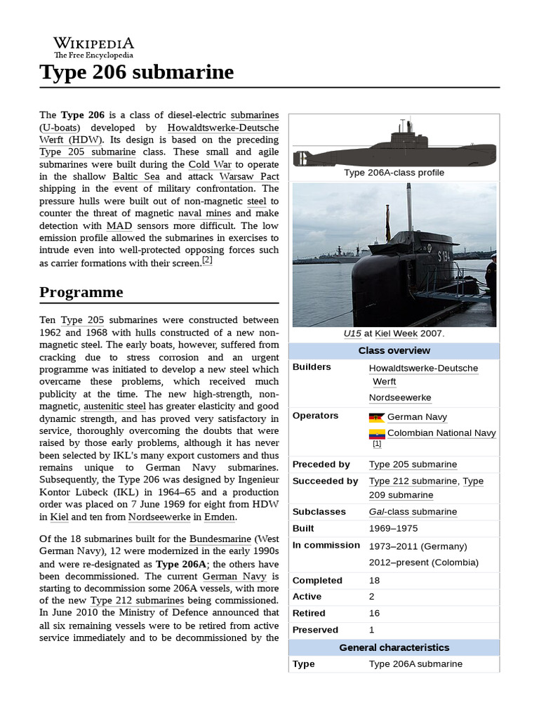 Type 206 Submarine | PDF | Naval Warfare | Shipping