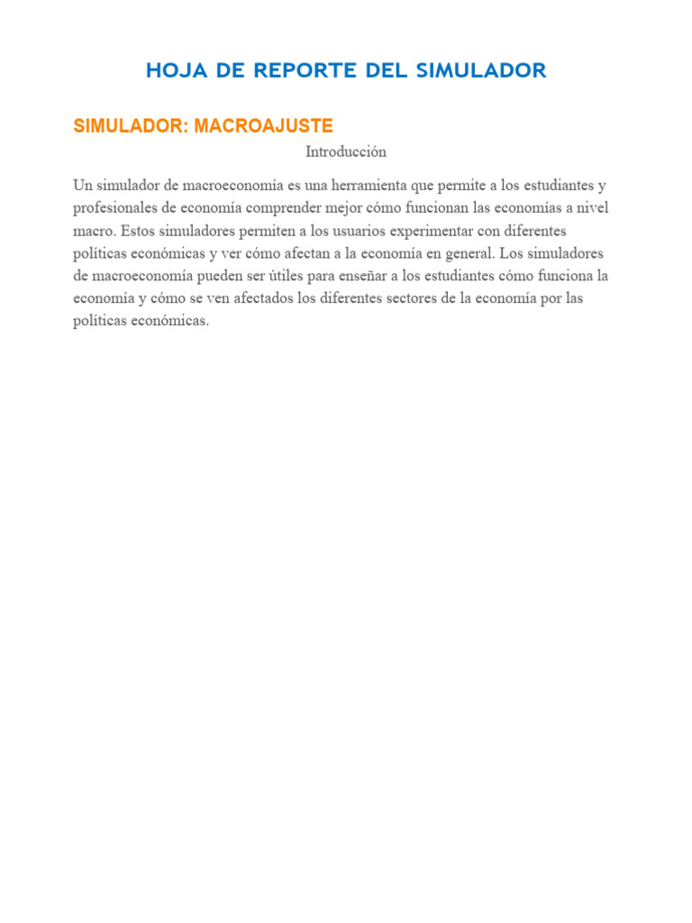 Hoja de Reporte Del Simulador | PDF | Inventario | Macroeconómica