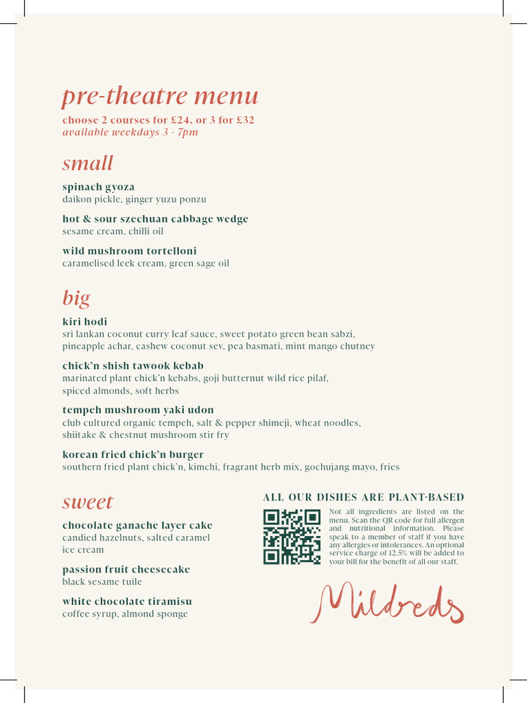 Mildreds Theatre-Menu A5 0923 | PDF