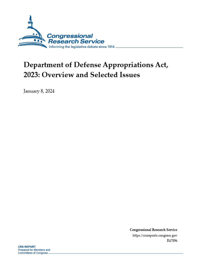 Department of Defense Appropriations Act, 2023: Overview and Selected ...