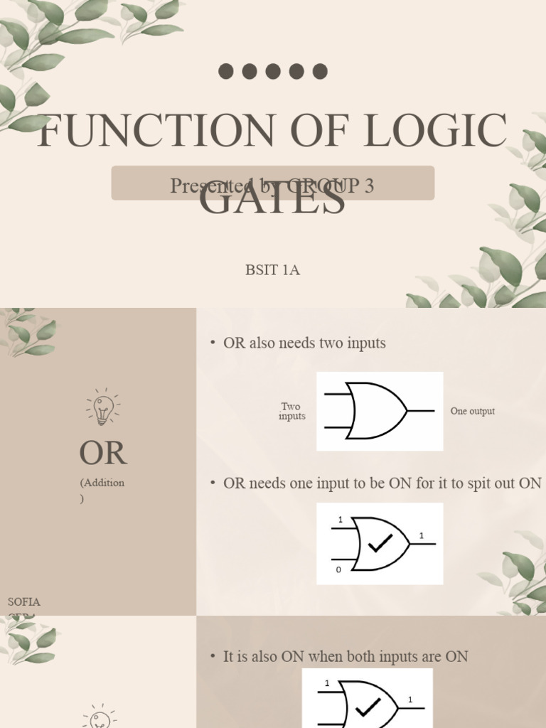 Group 3 - Function of Logic Gates | PDF | Logic Gate | Electronic Circuits