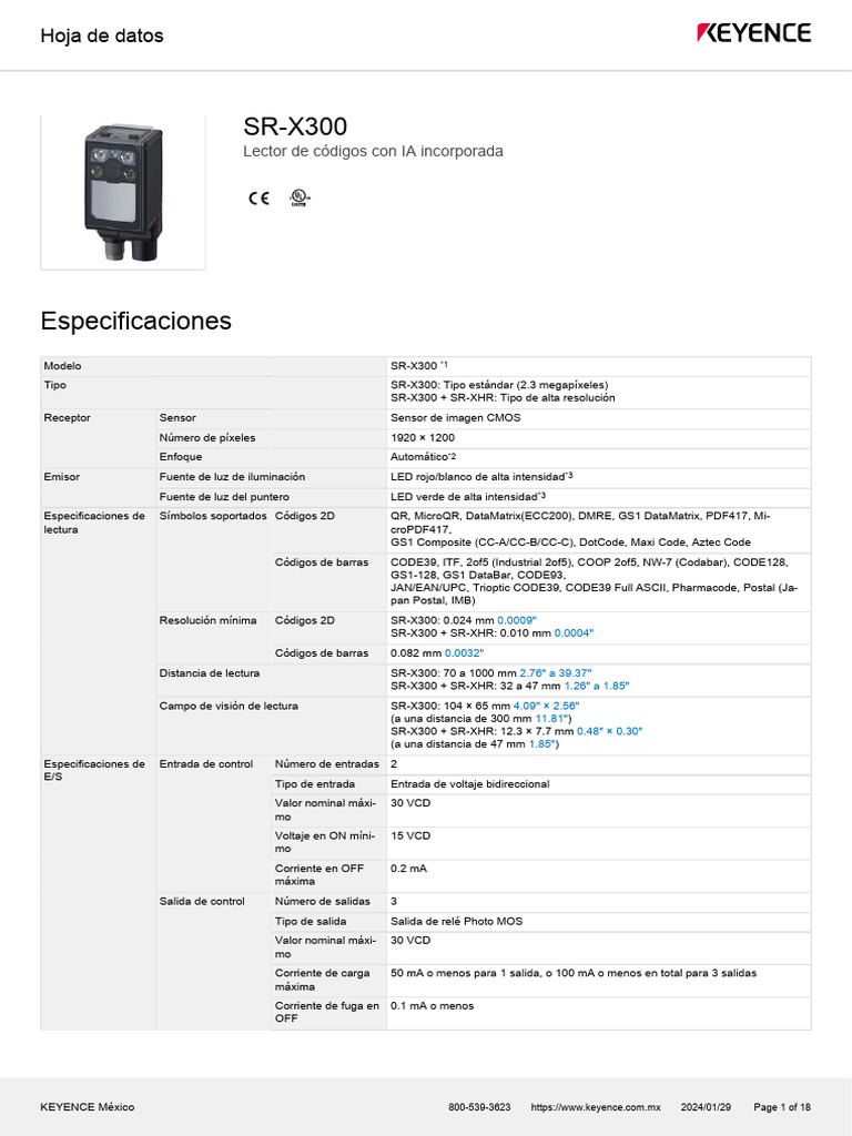 SR-X300 Datasheet | PDF | Diodo emisor de luz | Informática