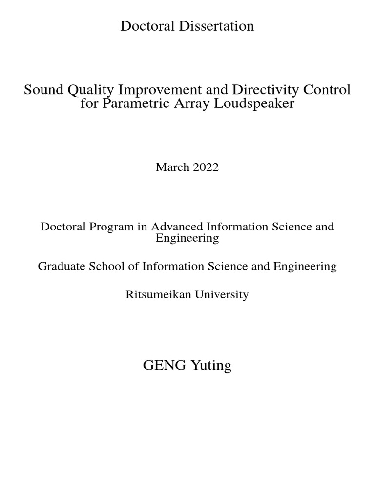 Sound - Quality - Improvement and Directivity Control | PDF | Ultrasound | Sound