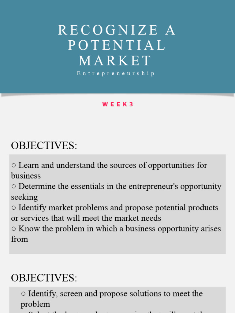 #Entrep - Lesson 5 - Recognize A Potential Market and Types of ...