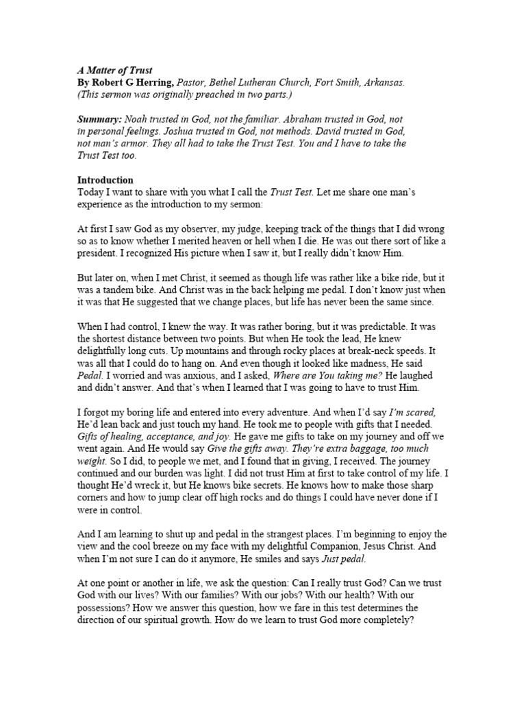 A Matter of Trust | PDF | Abraham | Book Of Genesis