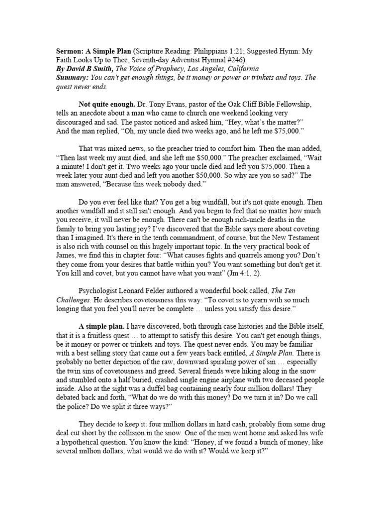 A Simple Plan | PDF | Greed | Paul The Apostle