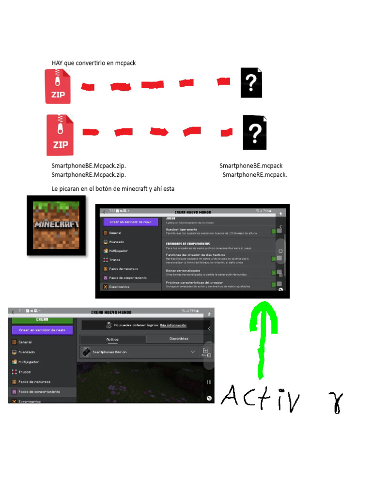 Cómo convertir archivos ZIP a MCpack | PDF