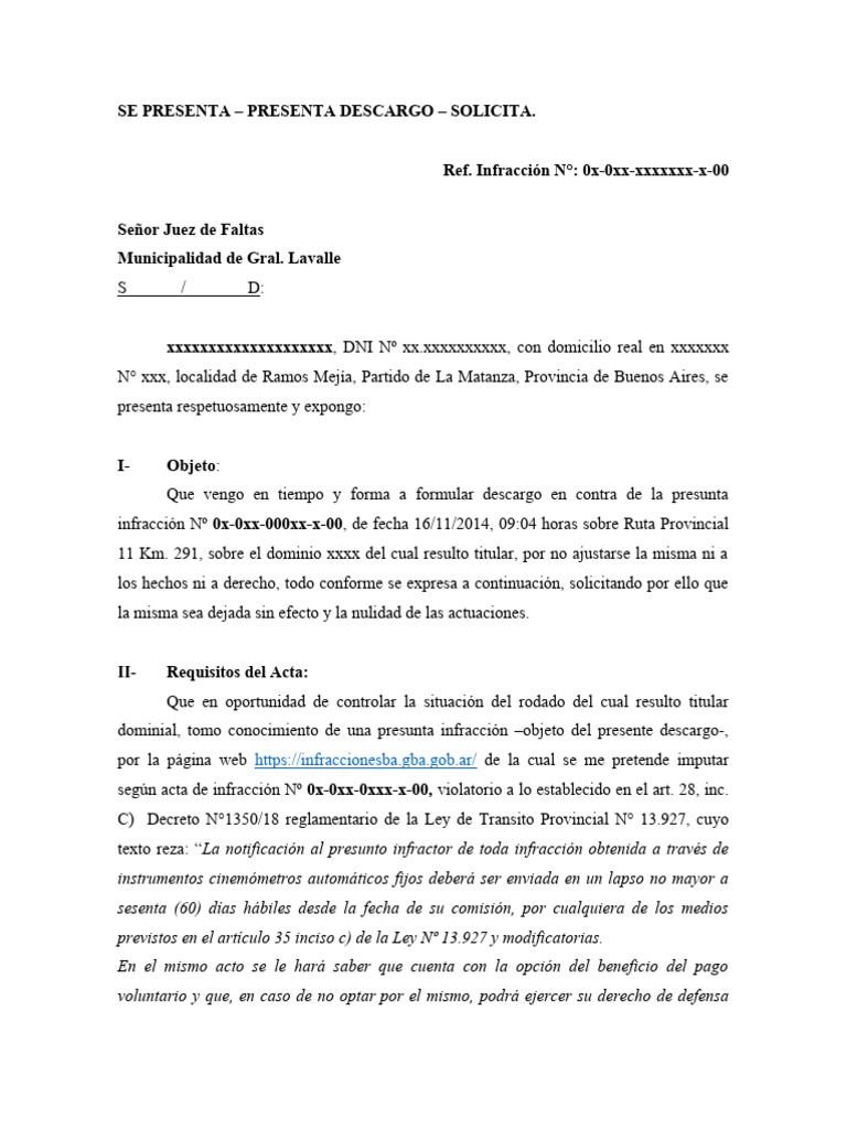 Descargo Multa 1 Modelo | PDF | Justicia | Crimen y violencia