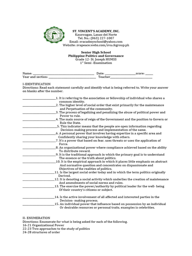 2023 Phil. Pol & Gov TQ Semi | PDF | Power (Social And Political ...