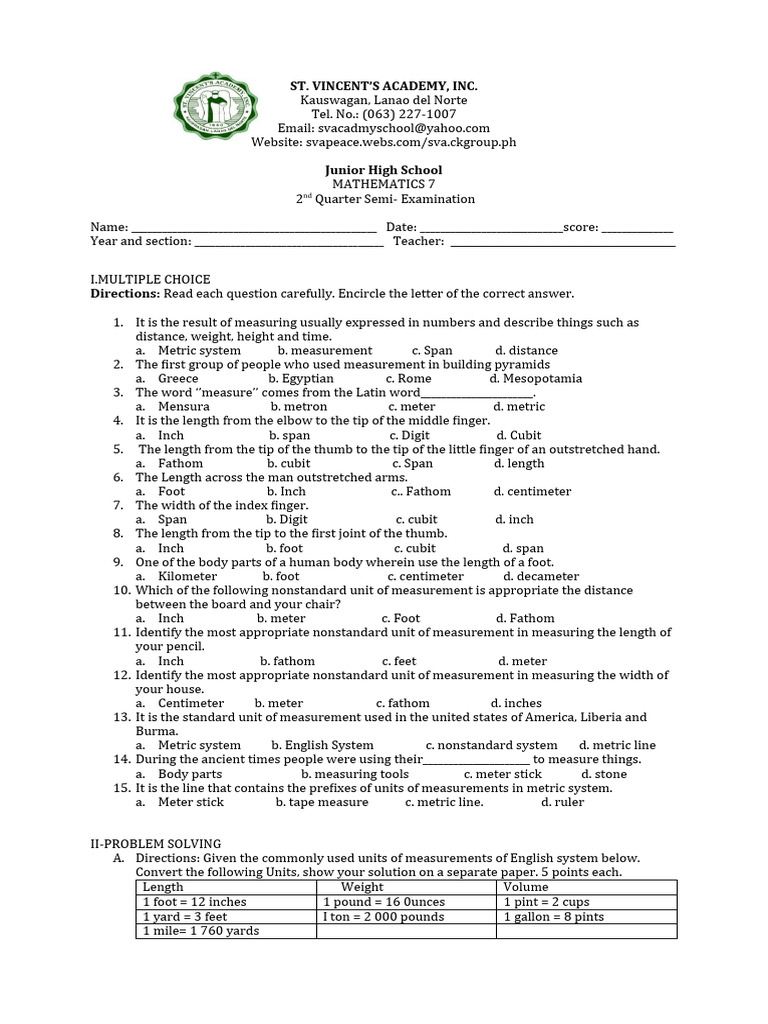 Mathematics 7-10 Semi-Exams Overview | PDF | Interest | Loans