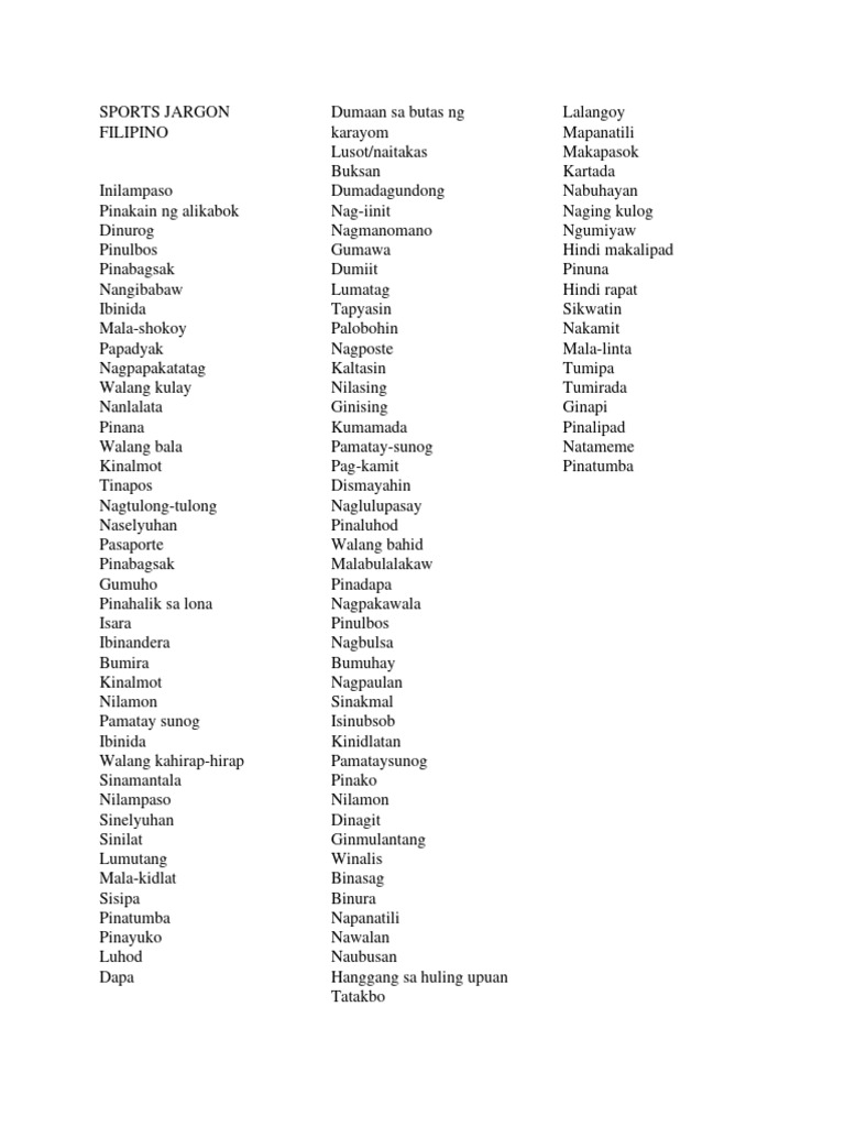 Sports Jargon | PDF