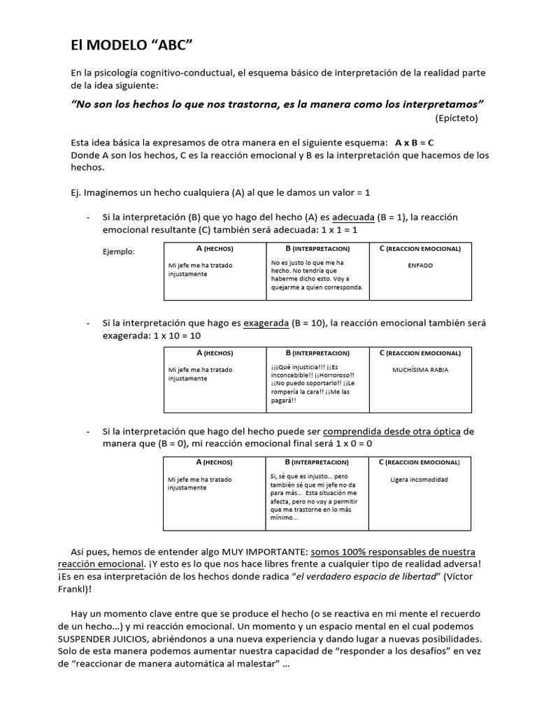 03 TEORIA REBT El ABC | PDF | Las emociones | Mente