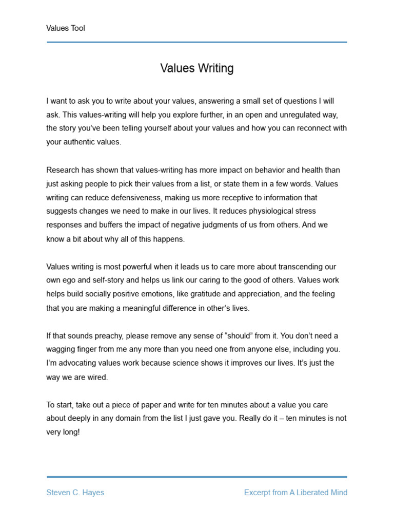 Values Writing | PDF | Mind | Metaphysics Of Mind