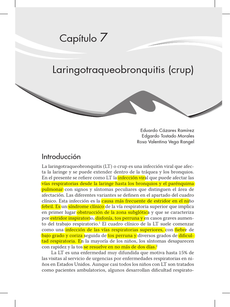 Laringotraqueobronquitis en Niños: Crup | PDF | Tos | Medicina CLINICA