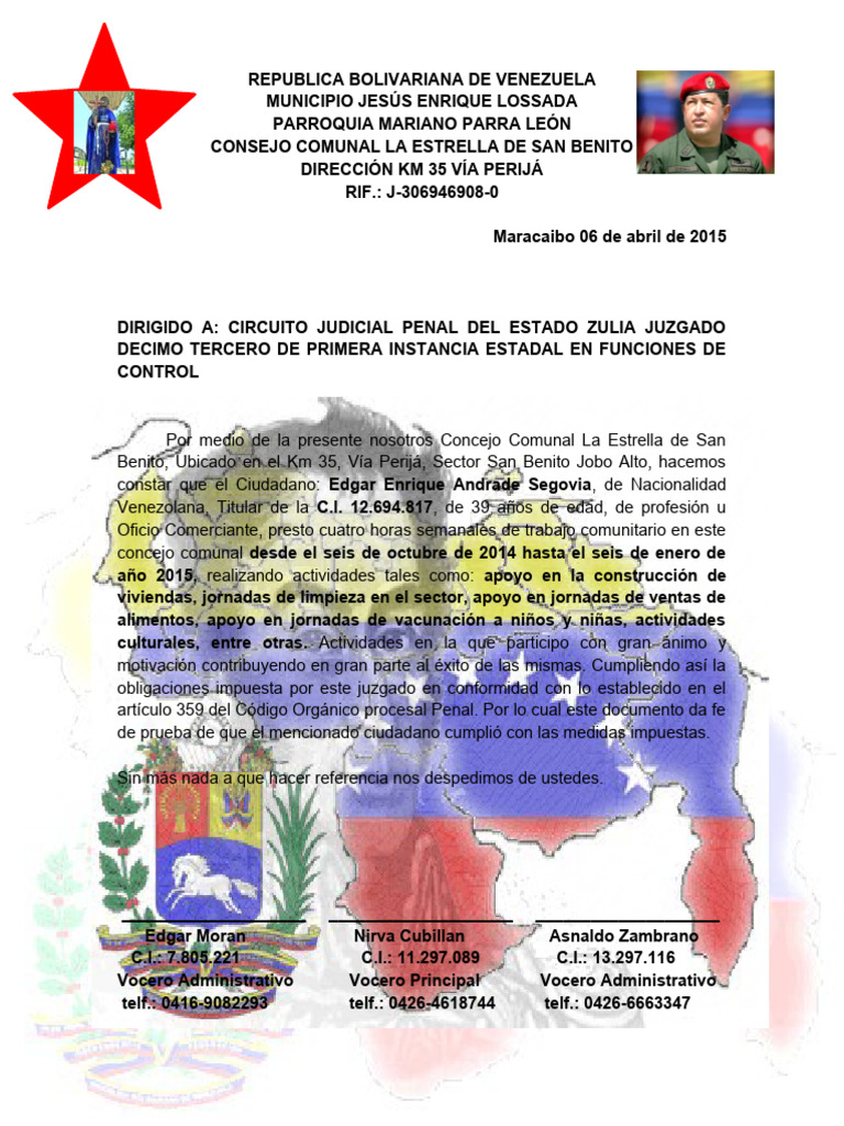 Consejo Comunal La Estrella de San Benito | PDF | Venezuela