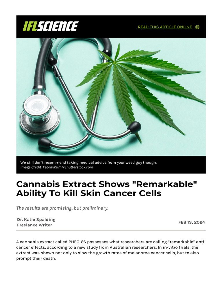 Cannabis Extract Shows Remarkable Ability To Kill Skin Cancer Cells