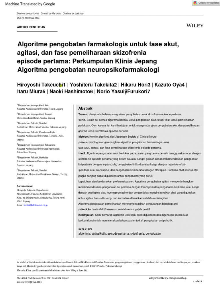 Human Psychopharmacology - 2021 - Takeuchi - Pharmacological Treatment ...