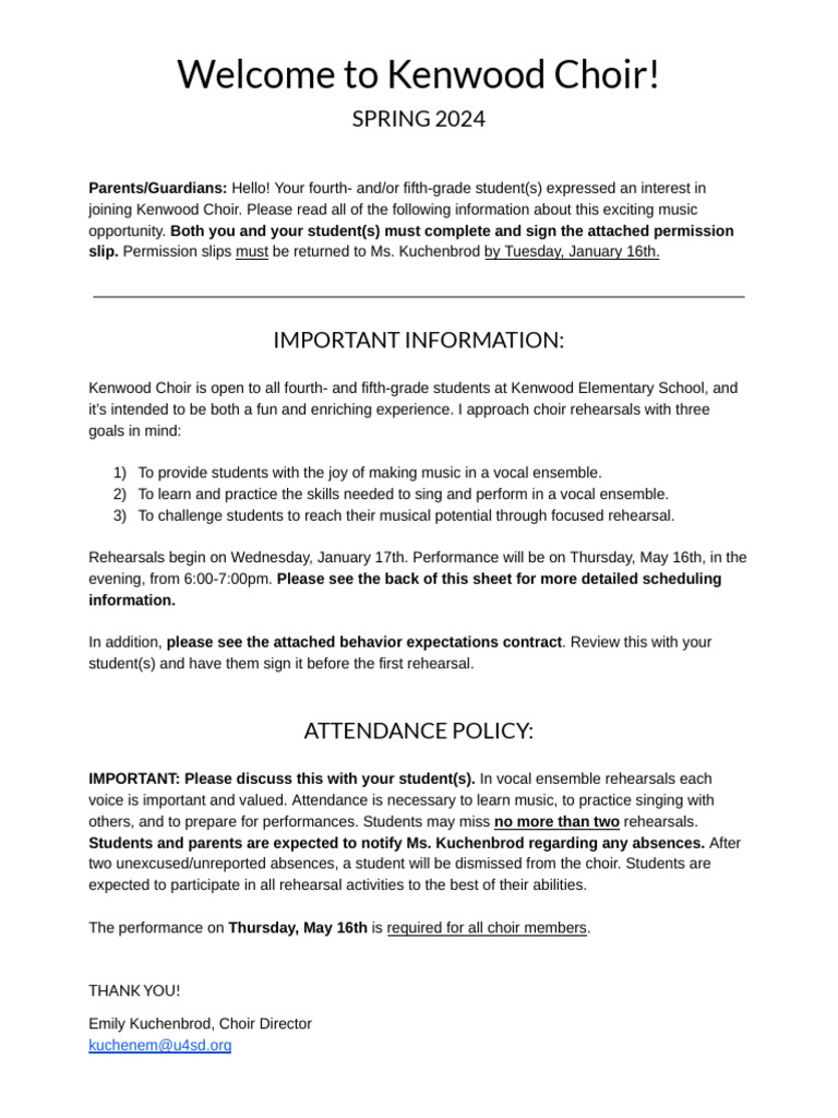 Choir Letter Spring 2024 | PDF | Choir