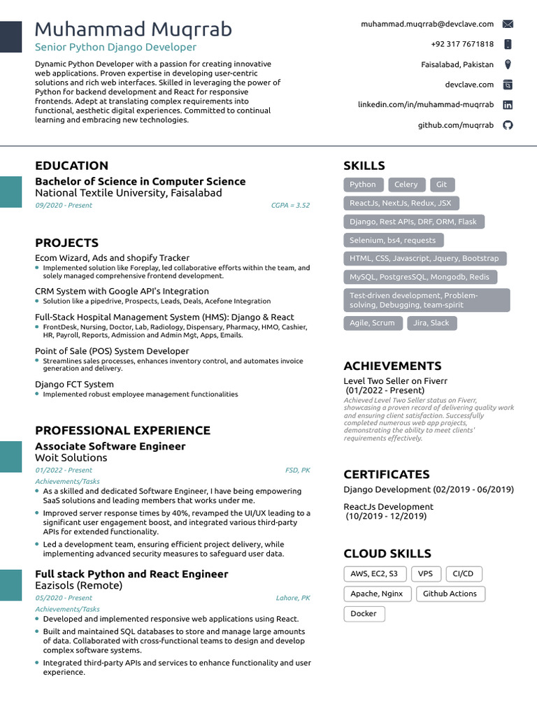 Python Developer Resume | PDF | Cloud Computing | Information Technology