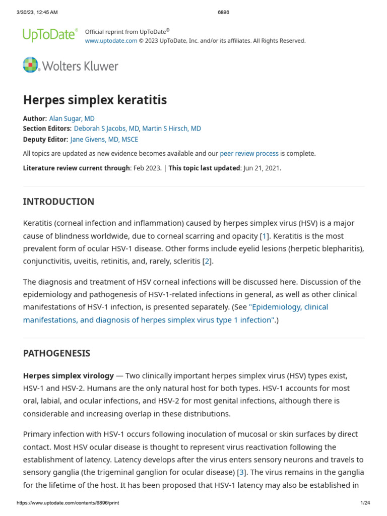 Herpes Simplex Keratitis | PDF | Herpes Simplex | Cornea