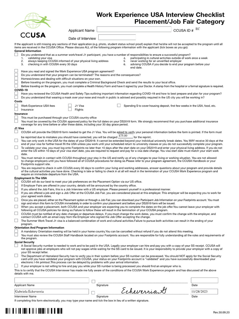 Interview Checklist W COVID. GE | PDF | Travel Visa | Employment