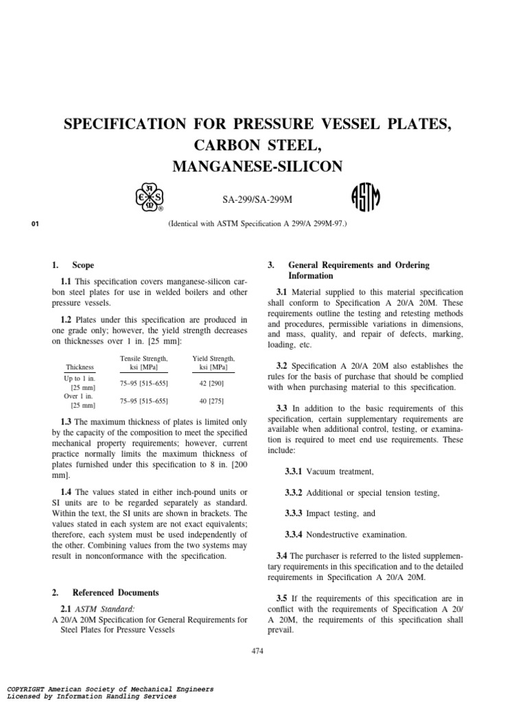 Sa 299 | PDF | Strength Of Materials | Steel