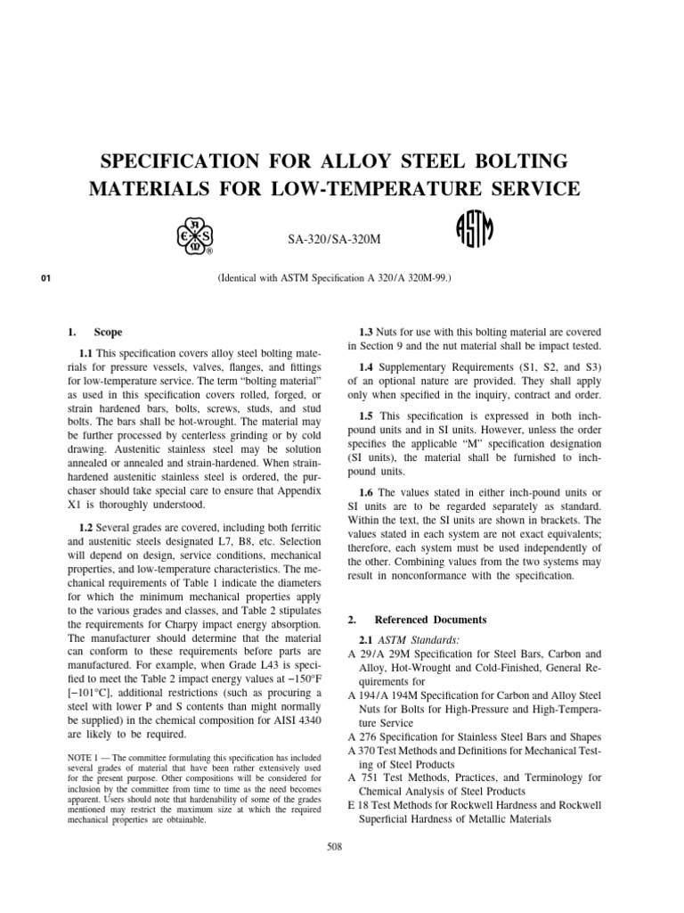 SA-320 | PDF | Screw | Steel
