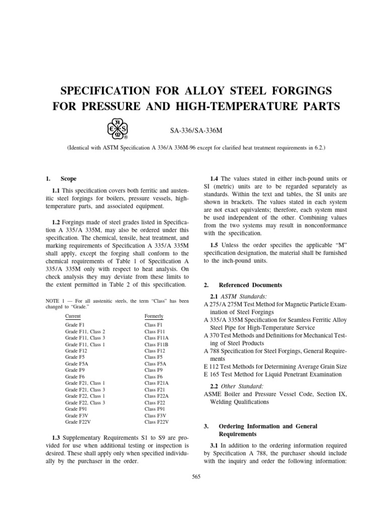 SA336 | PDF | Heat Treating | Forging