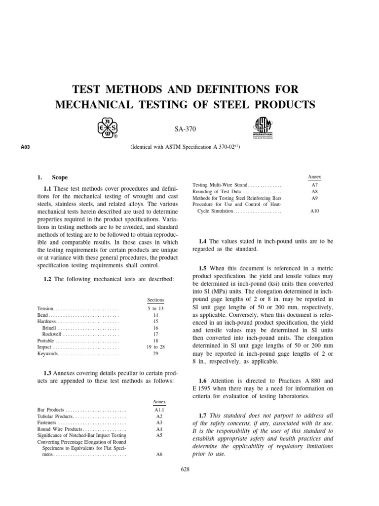 Sa 370 | PDF | Strength Of Materials | Deformation (Engineering)