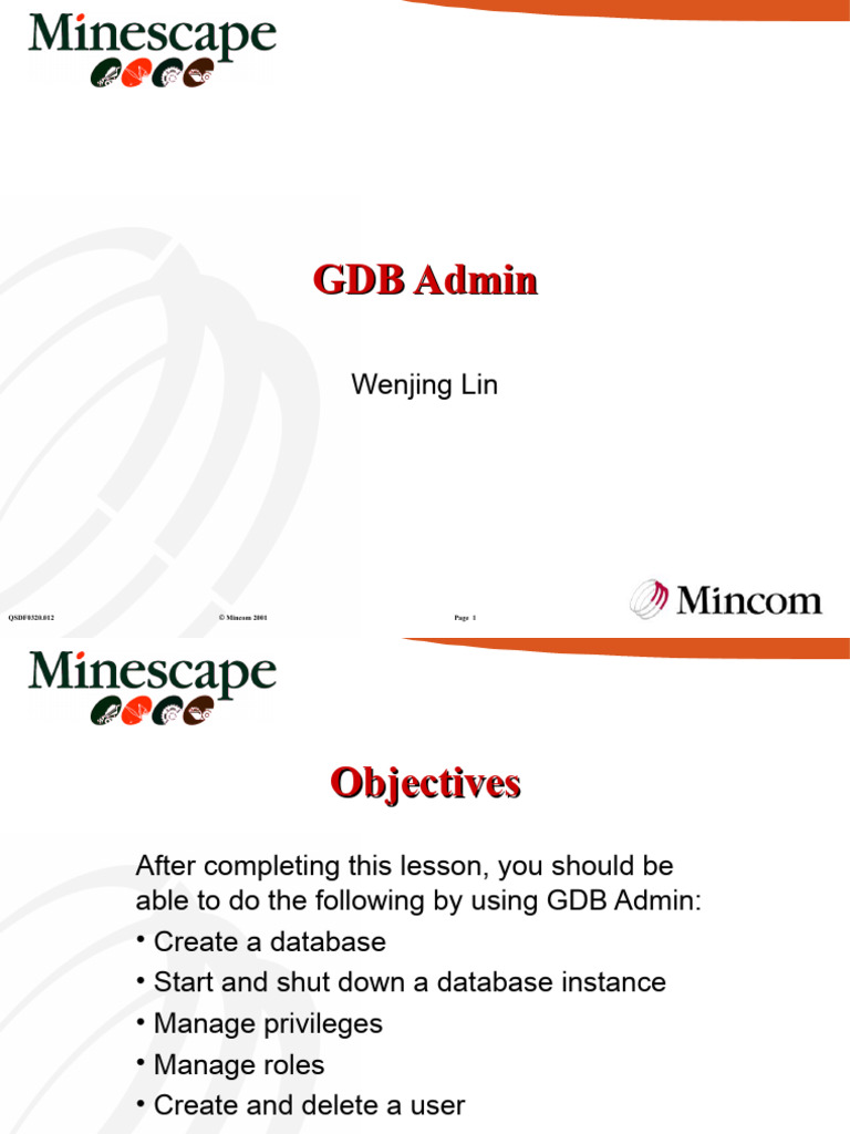GDB Admin | PDF | Databases | User (Computing)