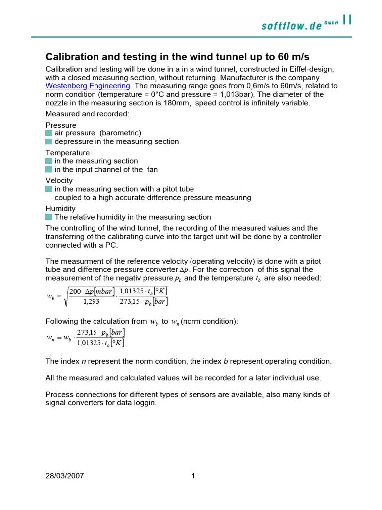 Winkanal e | PDF | Wind Tunnel | Calibration