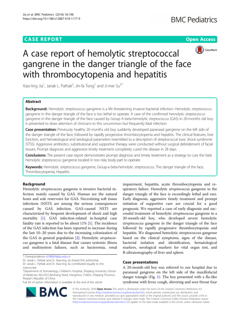 A Case Report of Hemolytic Streptococcal Gangrene in The Danger ...