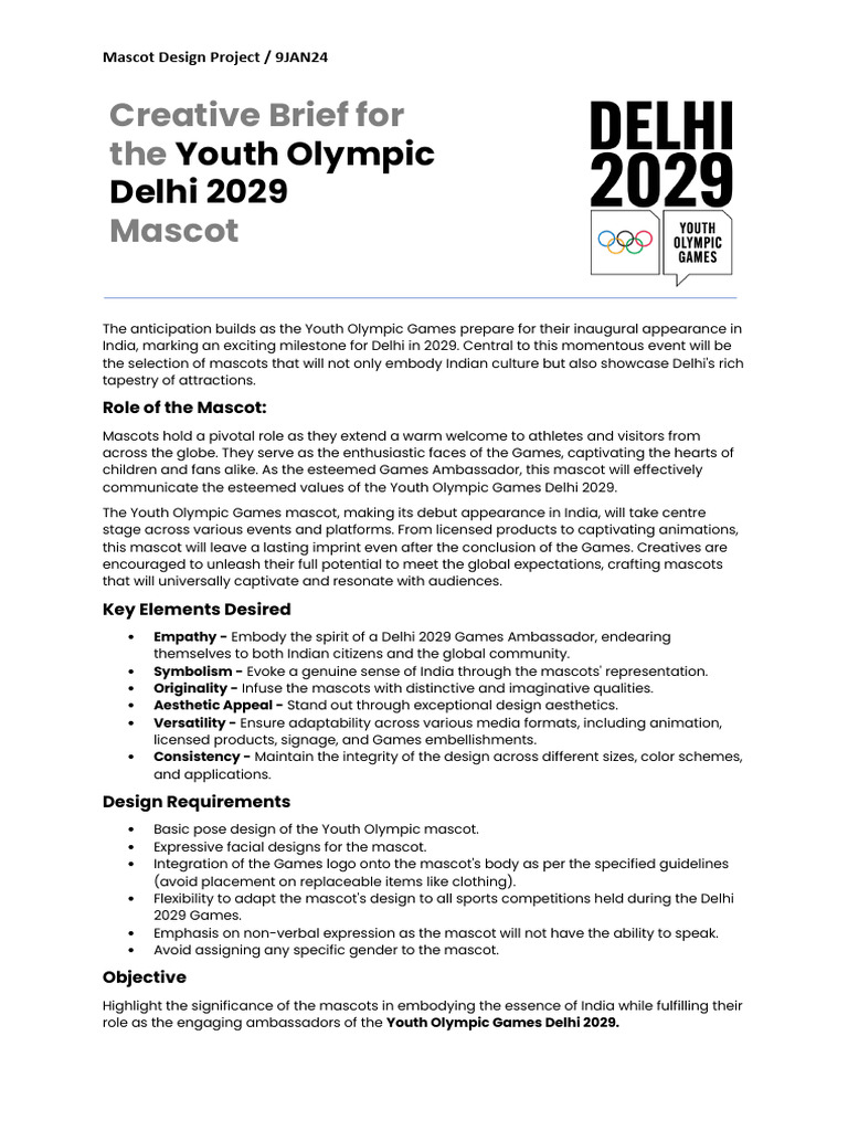 Youth Olympic Mascot Design Guidelines | PDF | Olympic Games | Human ...