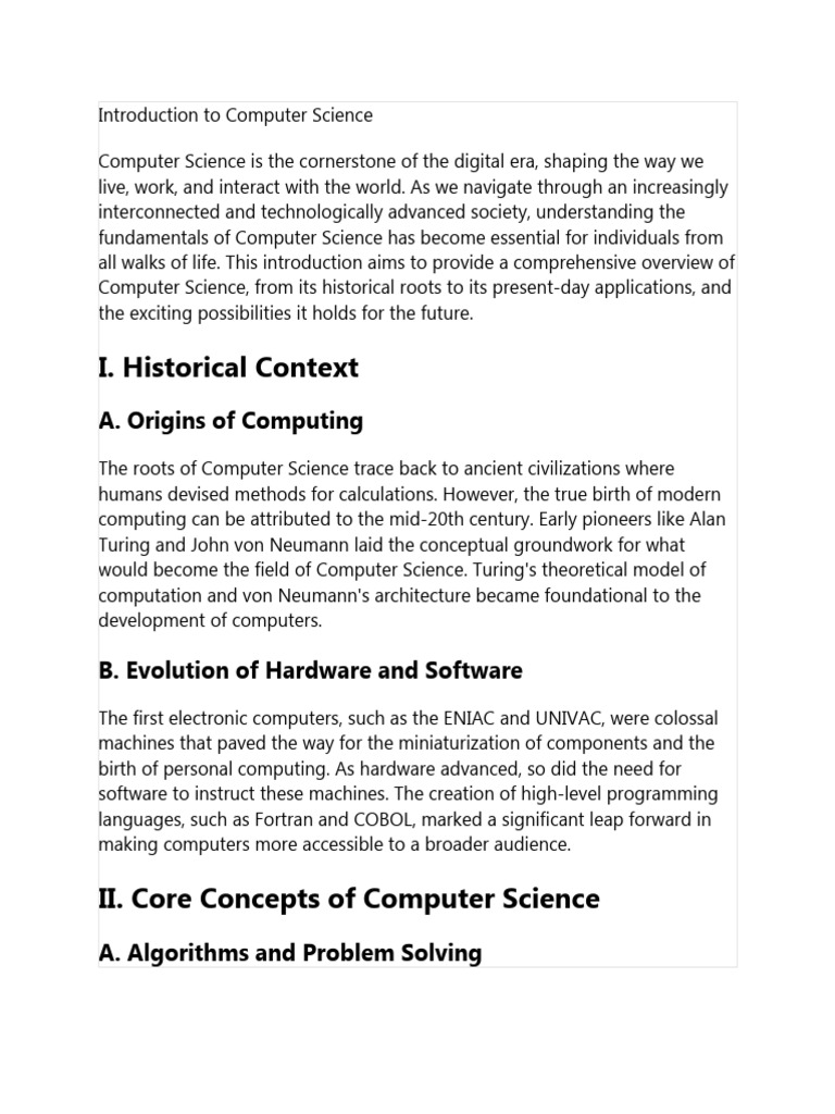 Introduction To Computer Science | PDF | Computer Science | Artificial ... Introduction To Computer Science | PDF | Computer Science | Artificial ...