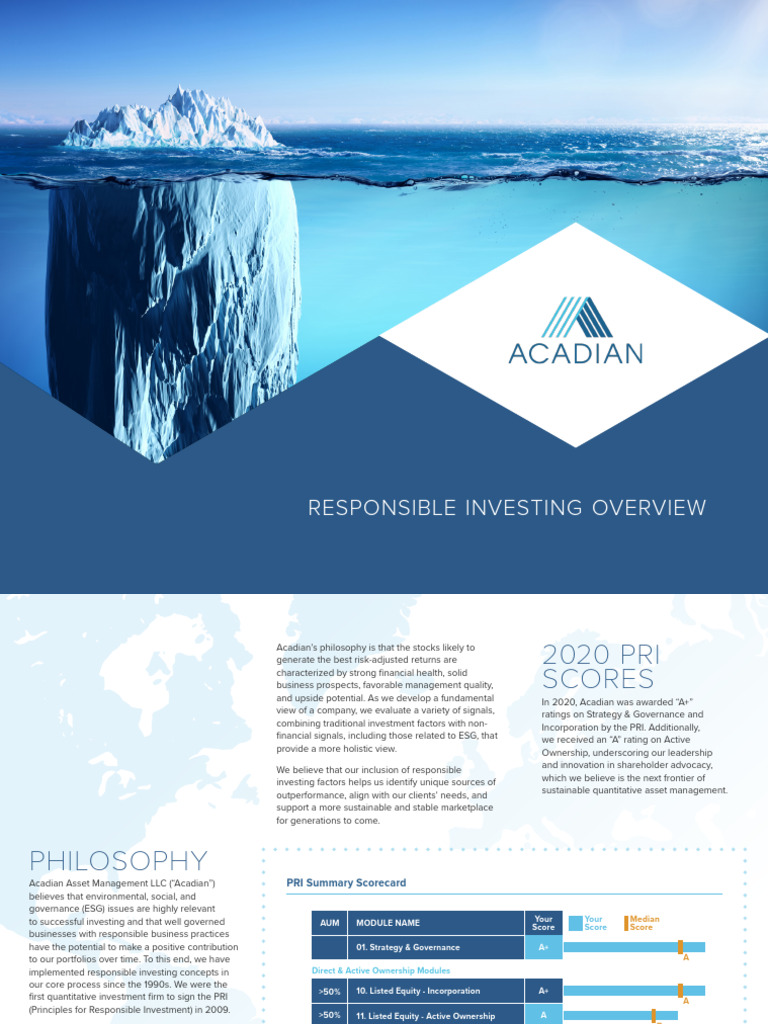 Acadian 2021 ESG Brochure v2 | PDF | Investment Management | Investing