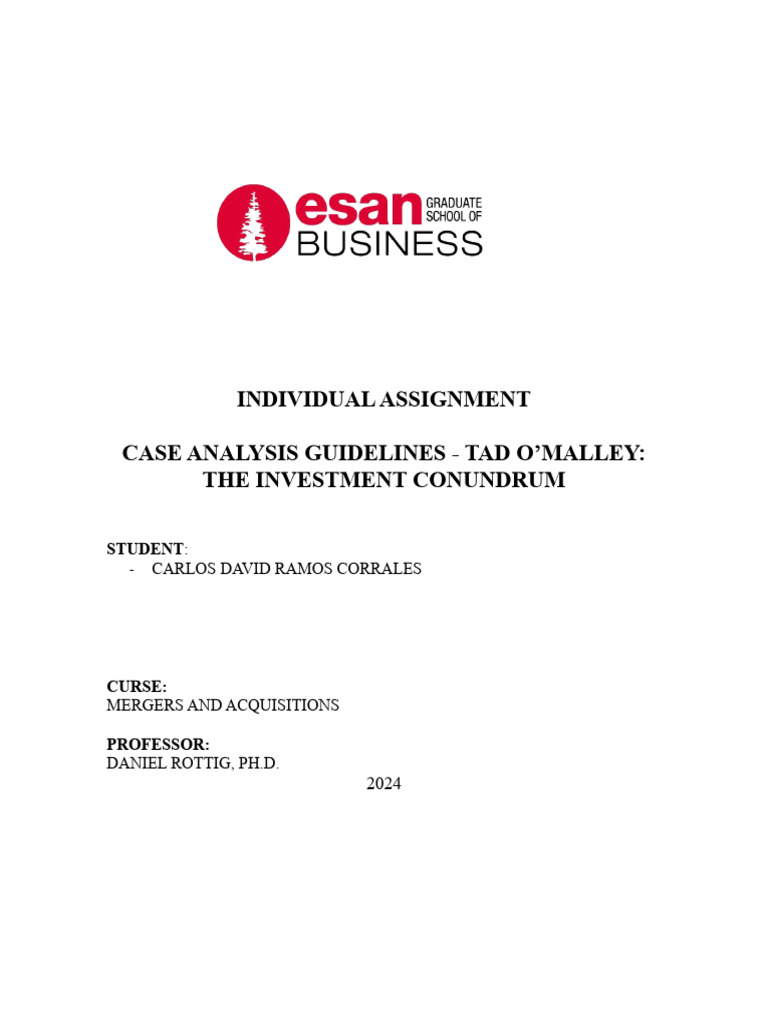 Tad OMalley Case Analysis Guidelines - Carlos Ramos | PDF | Strategic ...
