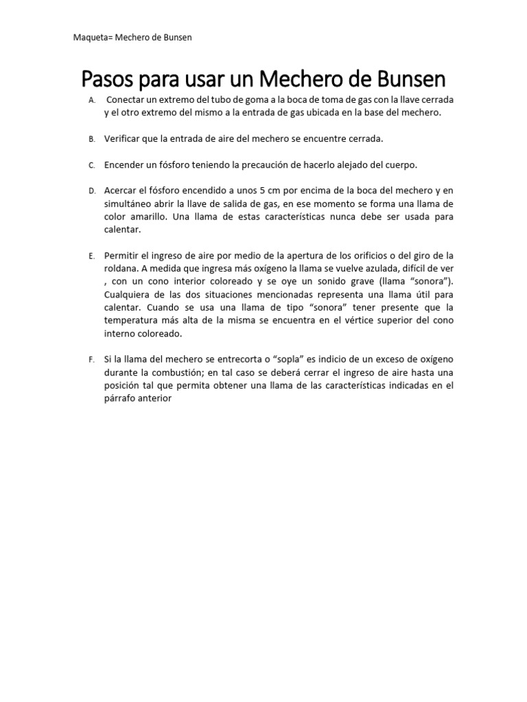Pasos para Usar Un Mechero de Bunsen | PDF