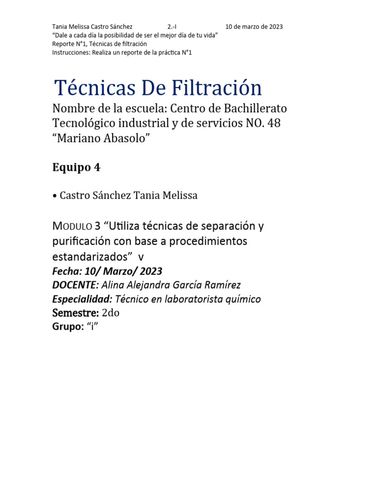 Técnicas de Filtración en Laboratorio | PDF | Filtración | Mezcla