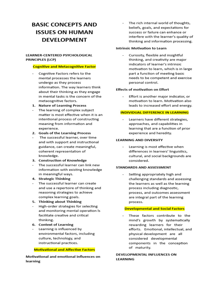 Key Concepts in Human Development | PDF | Cognitive Development ...