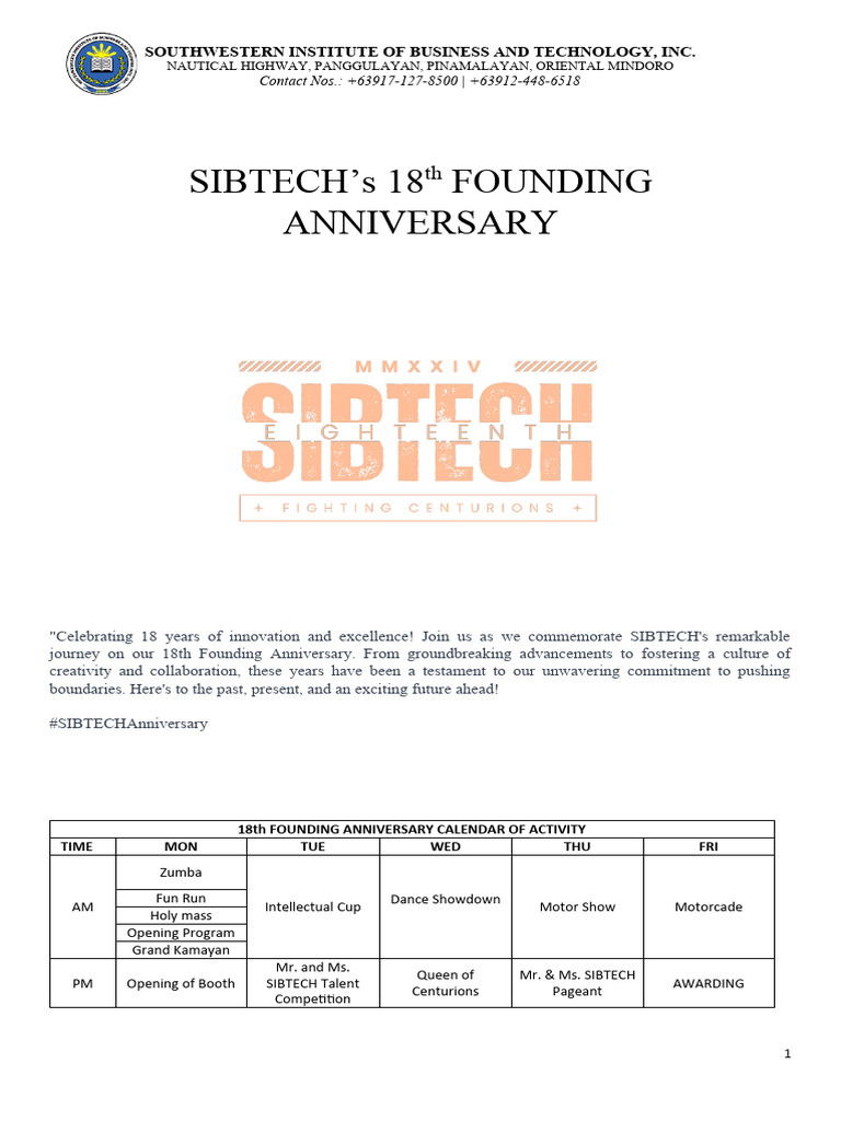 18th Founding Anniversary Programs | PDF